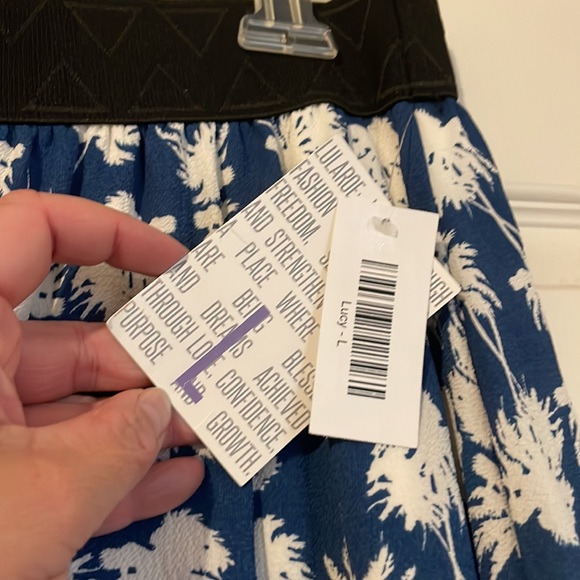 LuLaRoe | Skirts | Nwt L Lularoe Lucy Maxi Skirt Blue With Palm Trees ...